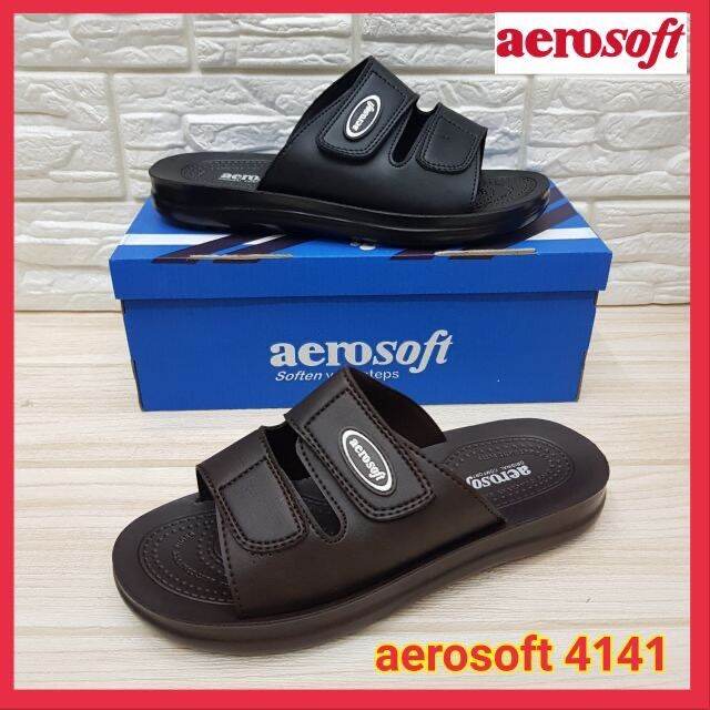 aerosoft(แอโร่ซอฟ) รองเท้าแตะชาย รุ่น 4141 สีดำ (37-45)ส่งพร้อมกล่องตรง ...