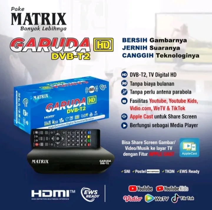 SET TOP BOX ( STB) MATRIX GARUDA DVBT2 ORIGINAL KOMPLIT | Lazada Indonesia