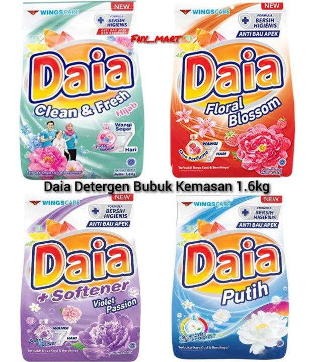 Daia Detergen Bubuk 1.6kg / Daia Detergent 1.6kg / Detergen Daia Serbuk Bubuk Kemasan Jumbo 1,6 ...