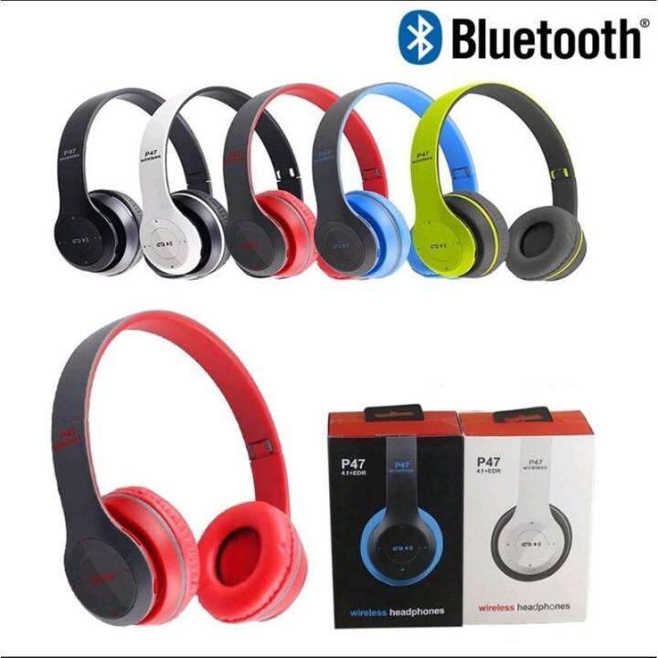 P47 bluetooth 4.1 headphone headband wireless earphone handsfree headset musik dengan MF / TF ...