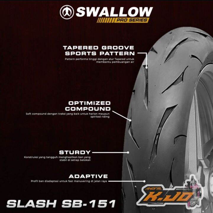 BAN SOFTCOMPOUND SWALLOW SLASH SB-151 BAN TUBELESS MATIC RACING RING 14 | Lazada Indonesia