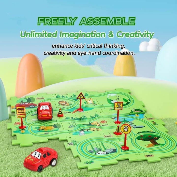 15pcs Puzzle Race Rail Track Car Toy Set DIY Assembling Electric ...