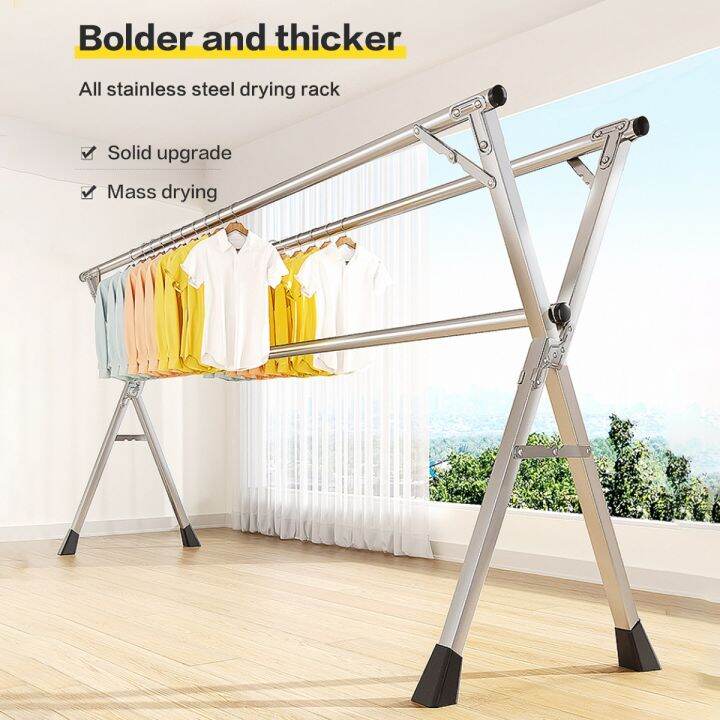 Drew.H Foldable Stainless Clothes Rack Laundry Drying Rack Indoor ...