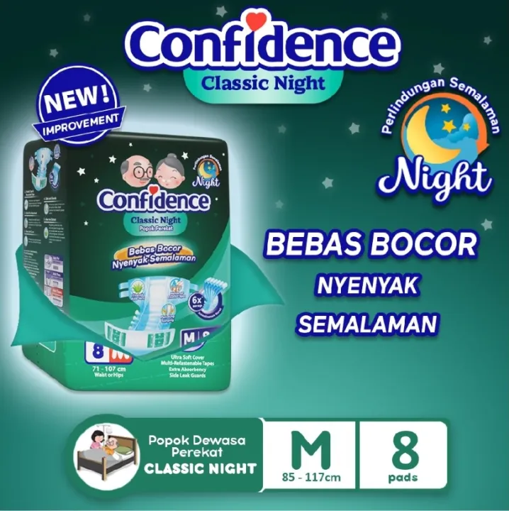 Popok Dewasa Perekat Celana Confidence Classic Day Night M8l7xl6 Diaper Untuk Dewasa Lansia