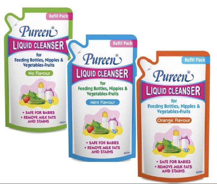 PUREEN Liquid Cleanser Refill Pack (600ml) Orange Flavour / Mint ...