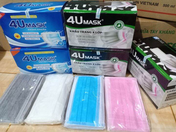 khẩu trang 4U mask kháng khuẩn 4lớp nhiều màu, hộp 50cái | Lazada.vn