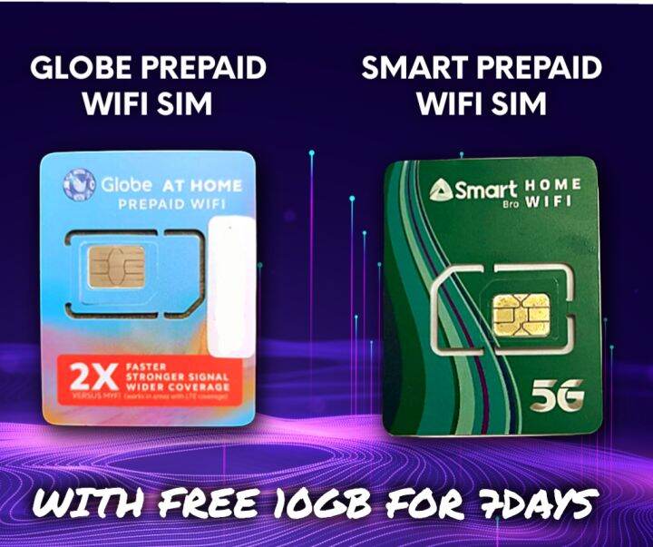 GLOBE PREPAID WIFI SIM OR SMART/PLDT PREPAID WIFI SIM WITH FREE 10GB FOR 7 DAYS | Lazada PH