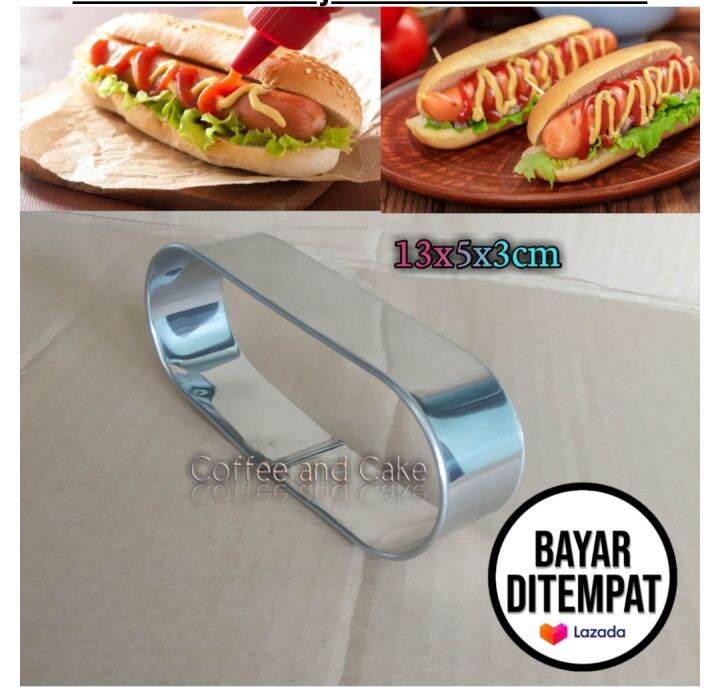 loyang roti hotdog/ring roti oval manis / cetakan roti burger ukuran ...