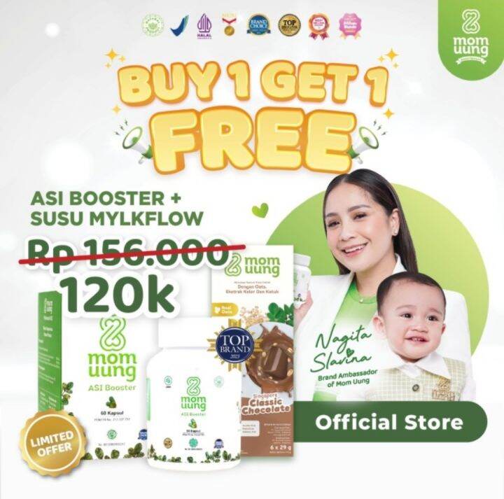 Mom Uung Buy 1 Get 1 Free - ASI Booster Isi 60 Kapsul + Susu Mylkflow ...