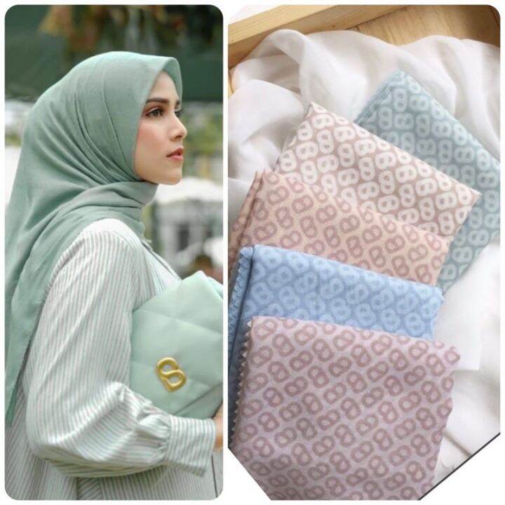 Hijab/Jilbab Voal Motif Monogram Button Series | Lazada Indonesia