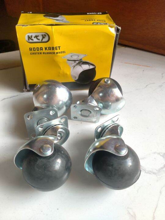 roda casters 2 inchi roda hidup karet roda nilon roda merah gepeng ...