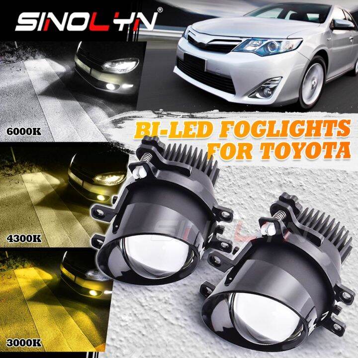 Sinolyn ไฟตัดหมอก BI-LED สามสีสำหรับ Toyota Corolla/yaris/hilux/camry/RAV4 /Prius/vios 5500K ...