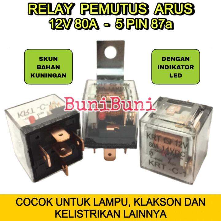 RELAY PEMUTUS Transparan 12V 80A KAKI 5 Pin 87a Untuk Lampu / Klakson Mobil Motor - 12V 87a ...