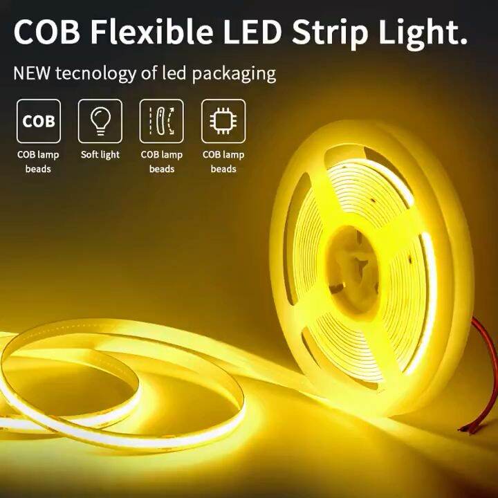 แถบไฟ COB LED Strip Lightพร้อมโคมไฟเส้น DC12V แรงดันต่ำแถบไฟ ติดด้วย ...