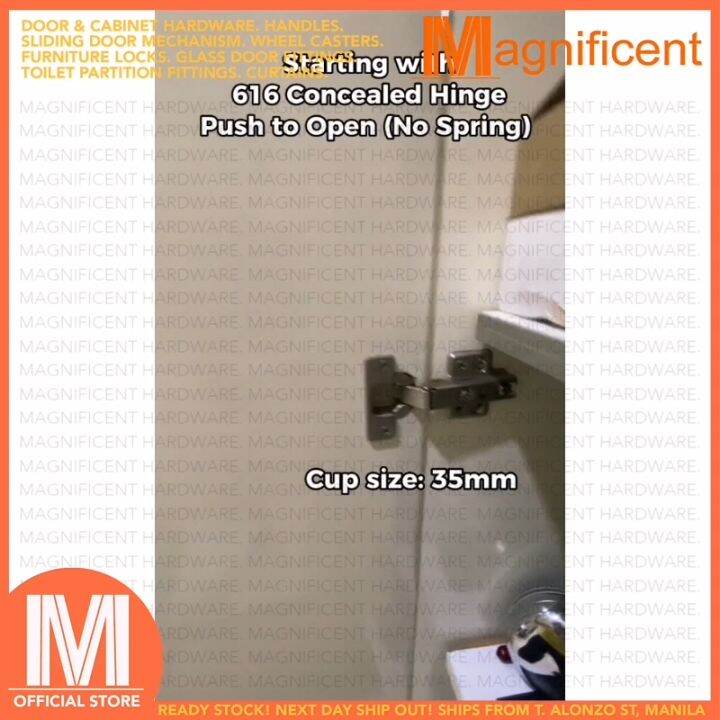 Push to Open Concealed Hinge Full Overlay for Cabinets (2 pcs) | Lazada PH