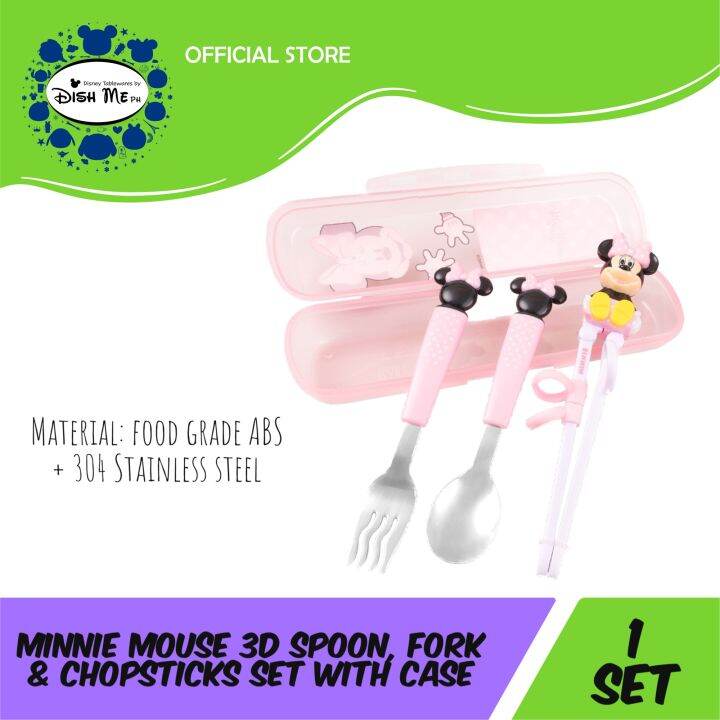 Minnie Mouse 3D Spoon, Fork & Chopsticks Set with Case | Lazada PH
