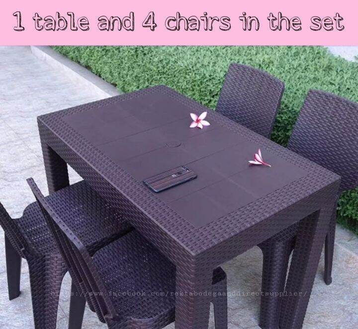 RATTAN TABLE AND CHAIRS DINING SET 4 SEATERS | Lazada PH