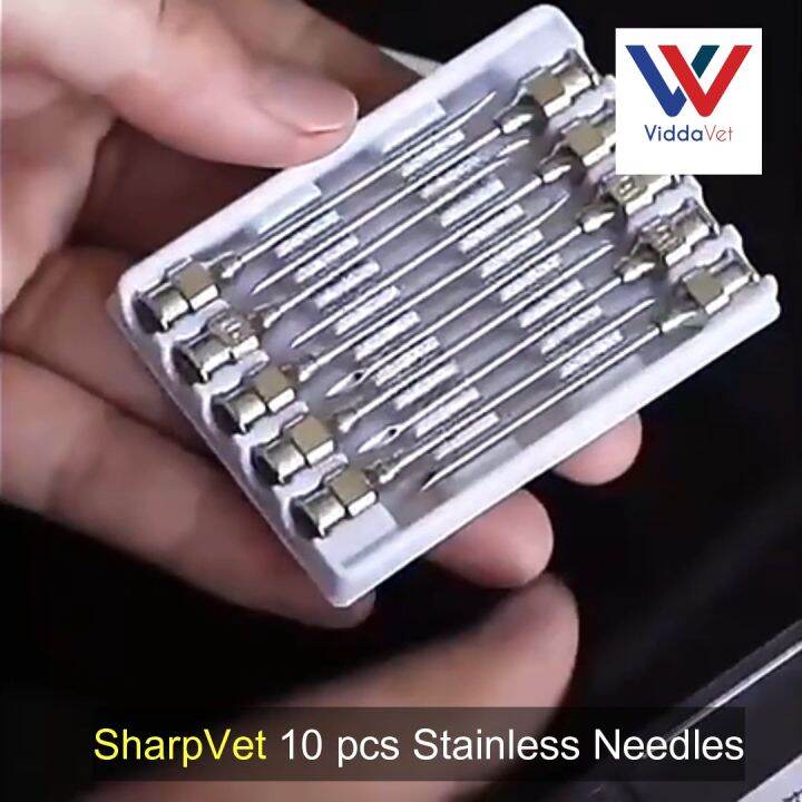 10 Pcs/Box SharpVet Farm Animals Stainless Steel Needle Syringe Needles ...