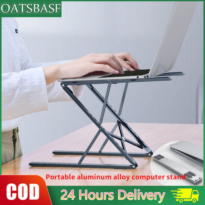 OATSBASF Aluminum Foldable Laptop Stand Cooling Pad Adjustable Height ...