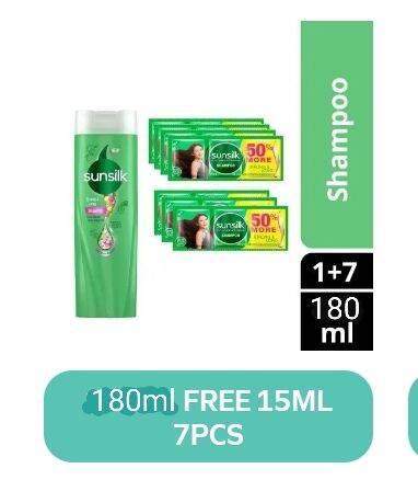 Sunsilk Shampoo Strong & Long Green | 180ml free 15ml Sachet x 7pcs ...