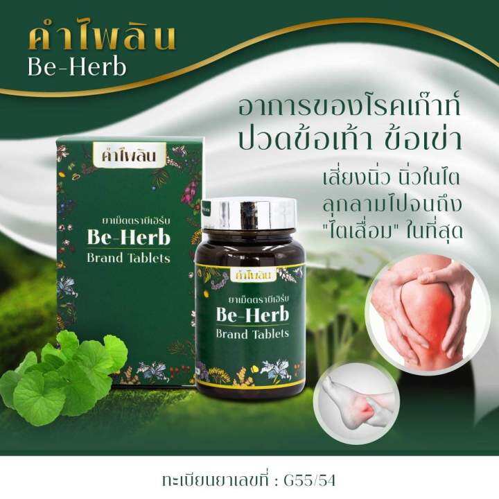 (KPL) BEHERB KHAMPAILIN บีเฮิร์บ คำไพลิน ผลิตภัณฑ์จากธรรมชาติ กระดูกและข้อ เก๊าท์ กรดยูริคและเก๊ ...