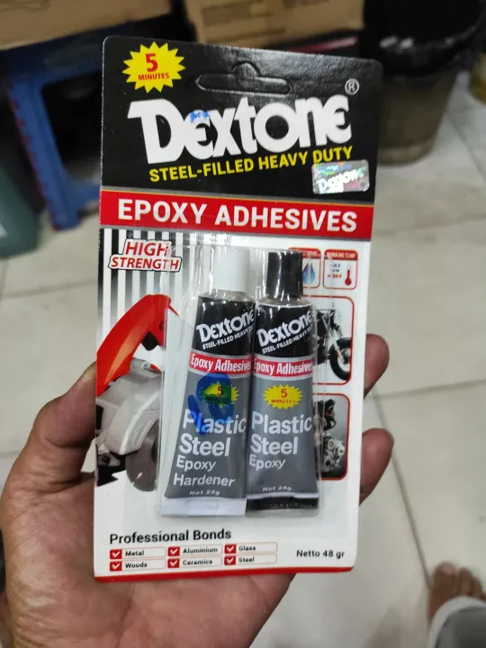 Lem besi 2 komponen hitam putih kering dalam 5 menit total 48 gram net ...