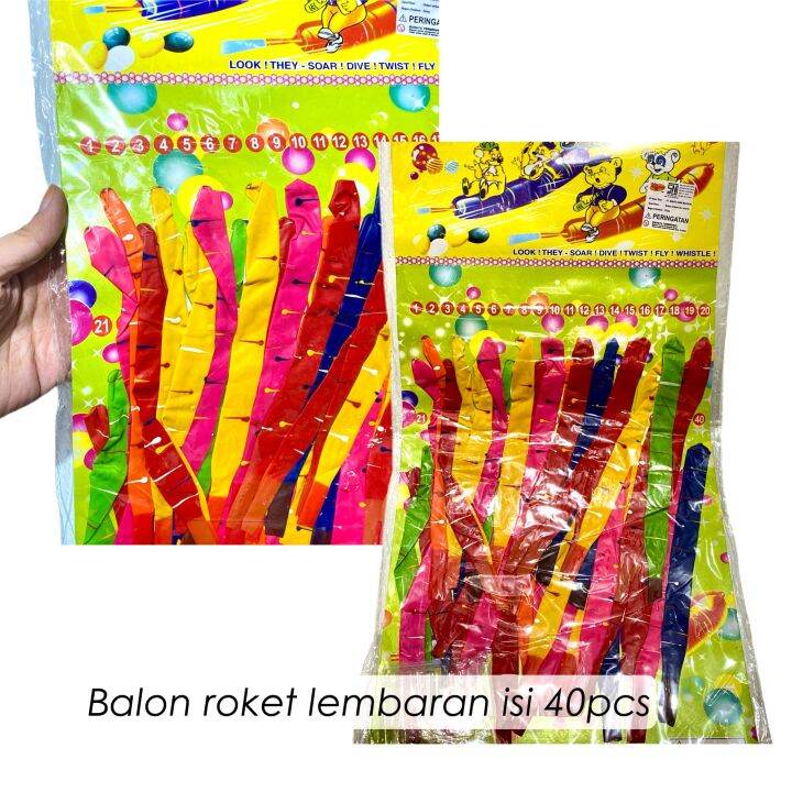 Balon roket isi 40 pcs / balon roket bunyi / balon roket lembaran cocok ...
