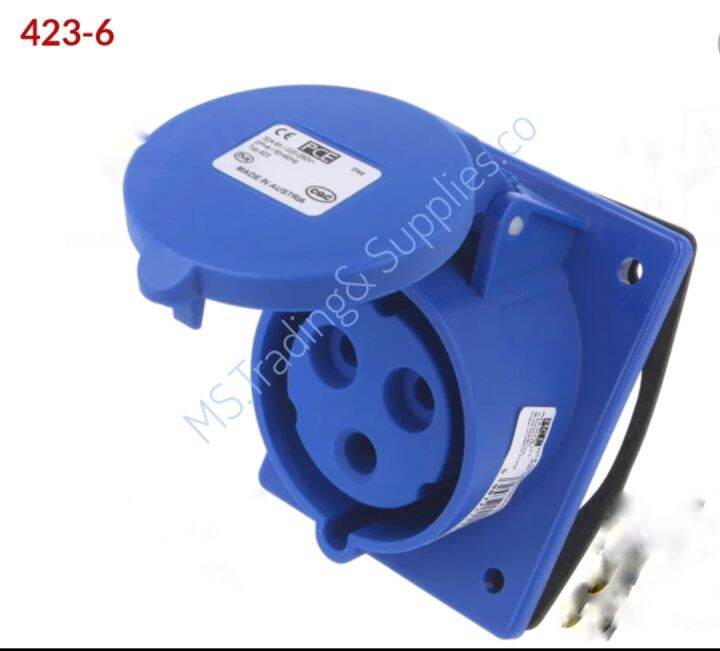 Power Plug Haco เต้ารับแบบฝังทรงเฉียงชนิดกันฝุ่น IP44 PCE (HACO) 423-6V / Flanged Sockets ...