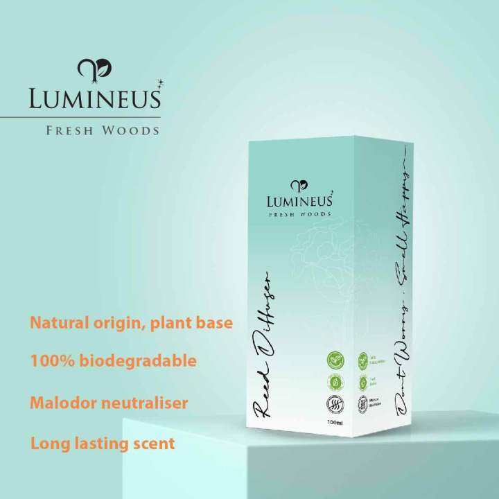 Lumineus Reed Diffuser I Fresh Wood I Plant base I 100% Biodegradable I ...