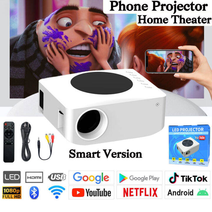 Phone Projector For Phone Y2 Smart Wifi Lcd Led Home Theater 1080P Pico ...