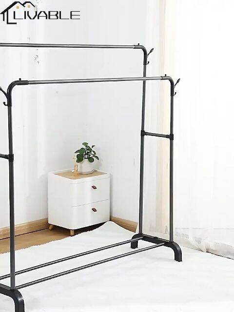 LIVABLE Clothing Garment Rack Floor Folding Coat Rack Hanger Indoor ...