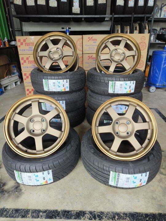 TE37 ขอบ15 กว้าง7 ET35 4/100 Bronze Flow Forming (ล้อเบาแข็งแรง) | Lazada.co.th
