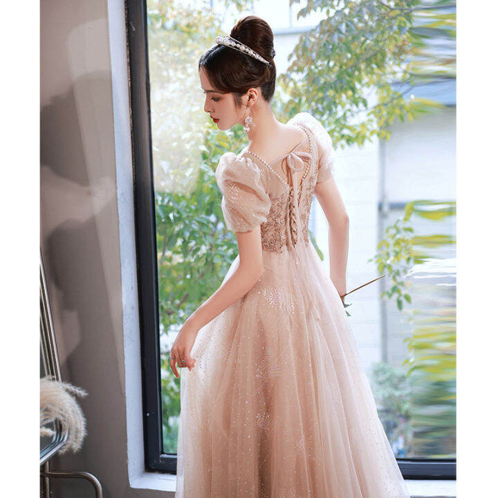 Glary Star Lotus Pink Host Evening Dresses Female Sister Group Fairy ...