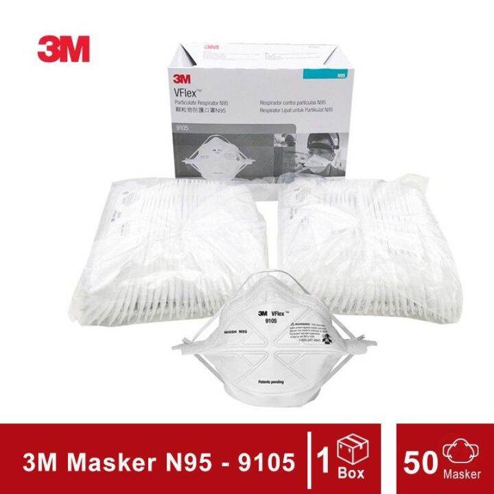 Masker 3M N95 9105 VFlex 1box 50pcs | Lazada Indonesia