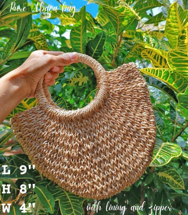 Abaca thick weave bag native bag summer bag siksik round wood top ...