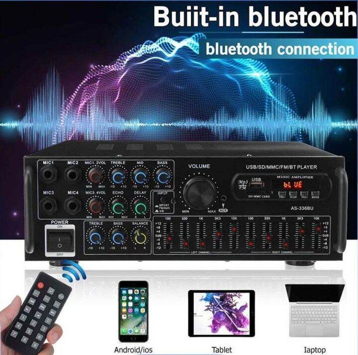 High Power Bluetooth Audio 2 Channel Amplifier 12V/220V Power Amplifier ...