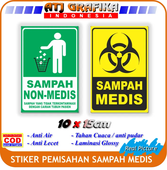 Stiker pemisahan sampah medis nonmedis sticker rumah sakit puskesmas ...