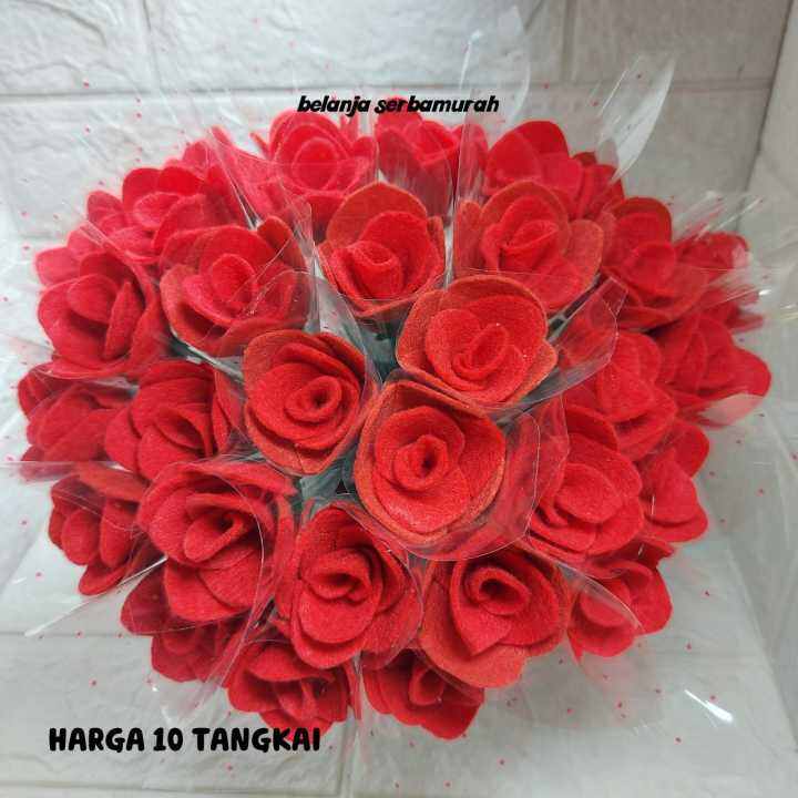 READY STOCK!! BUNGA MAWAR WISUDA FLANEL MERAH MURAH HARGA 10 TANGKAI | Lazada Indonesia