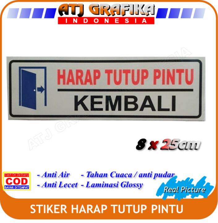 Stiker harap tutup pintu kembali sticker kantor sekolah | Lazada Indonesia