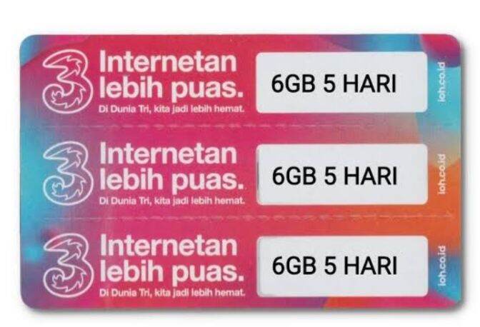 Voucher tri 6gb 5 hari berlaku Nasional | Lazada Indonesia