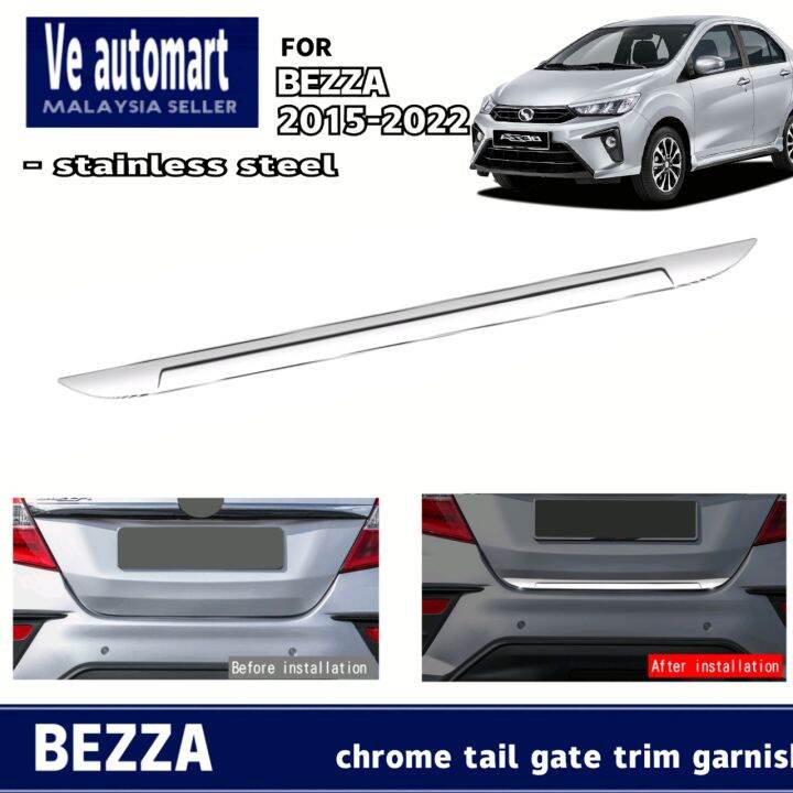 Vemart Perodua bezza chrome tail gate trim garnish stainless steel ...