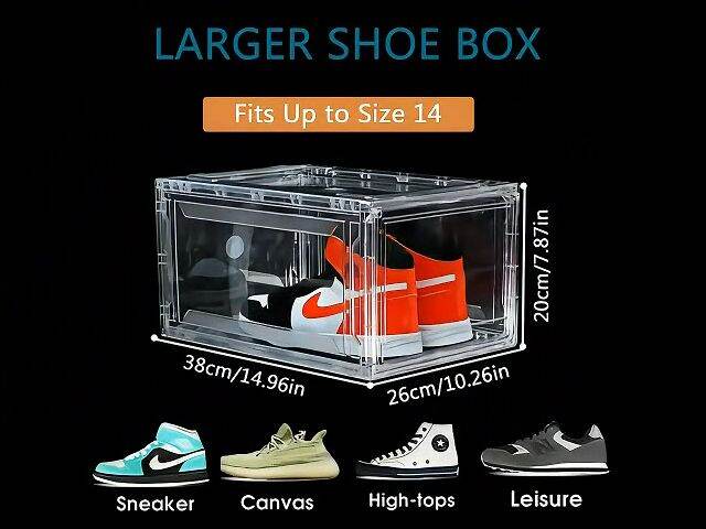 DEEYO Magnetic Acrylic Shoe Box organizer Clear Transparents Shoe Box ...