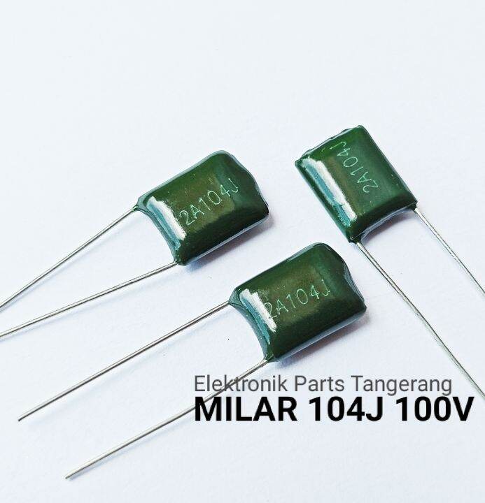 (10 PCS) CAPACITOR MILAR 104J 100V 0,1UF 100VOLT MILAR 104 100VOLT KAPASITOR MILAR 104J 100V ...