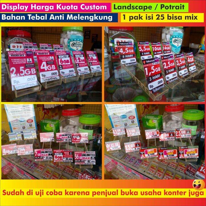 Label Harga Voucher Pulsa / Display Label Harga Konter Pulsa /Anti ...