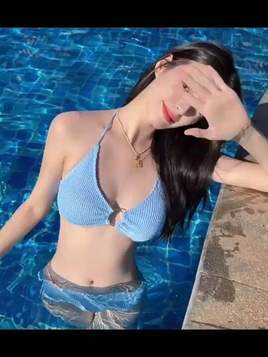 40-58kg BIKINI ชุดว่ายน้ำบิกินี่ บิกินี่สายฝอ ชุดว่ายน้ำทูพีช พร้อมกระโปรง 2355 | Lazada.co.th