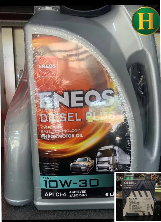 น้ำมันเครื่อง ENEOS Diesel Plus 10W-30 CI-4🇯🇵ราคา6+1=7ลิตร+กรองเครื่อง T/T VIGOกรองแท้AISIN ระยะ ...