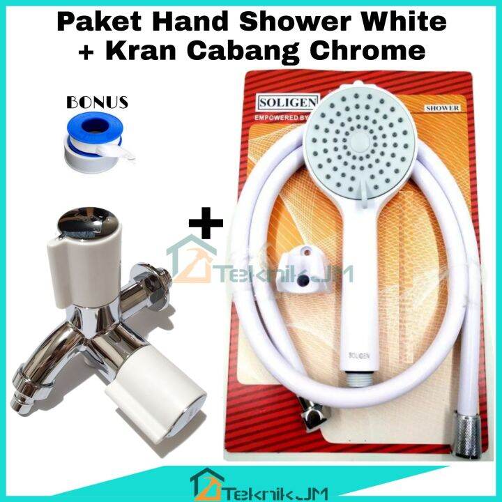 PAKET 2 IN 1 SET HAND SHOWER + KRAN CABANG CHROME SOLIGEN PVC SHOWER ...