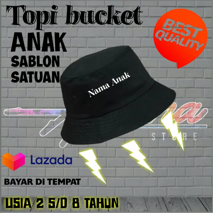 Topi Bucket Anak sablon satuan ( custom ) | Lazada Indonesia