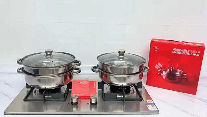 GMC heavy duty 2 layer steamer pot inox cooking pot stainless steel ...