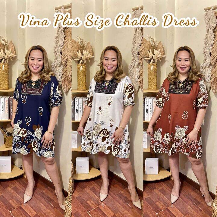VINA PLUS SIZE CHALLIS DRESS WITH POCKETS | RITCHROX RTW SHOP | Lazada PH